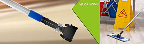 Alpine Industries Commercial Quick-Change Iron Mop Handle - Professional Mopping Tube w/Metal Gripper for Rags - Heavy Duty Stick & Mop Head Replacement Holder (Telescopic Mop)