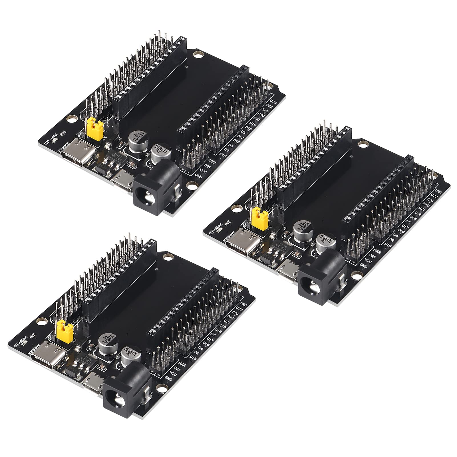 AITRIP 3PCS 30Pins ESP32 Development Board Type-C USB and Micro USB CH340C WiFi+Bluetooth Ultra-Low Power Dual Core ESP-WROOM-32 ESP-32 ESP-32S ESP32-DevKitC-32 ESP-WROOM-32 Expansion Board