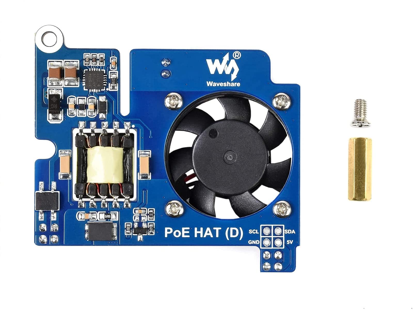 waveshare PoE HAT for Raspberry Pi 4 B/3 B+,Power Over Ethernet HAT (D) with Fan,Support IEEE 802.3af Network,Compatible with Raspberry Pi Official 4B Case