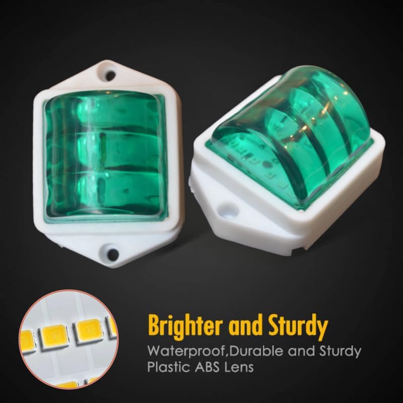 APSMOTIV 4Pc Trailer RV Marker LED Light Clearance Light Green, 2x2 Inch LED Bubble 12V Side Marker Light for Trucks - Universal Side Marker Light