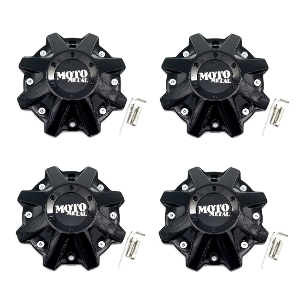 4 Pack Moto Metal Wheels MO479L214GBO MO 497L214 Gloss Black Center Cap