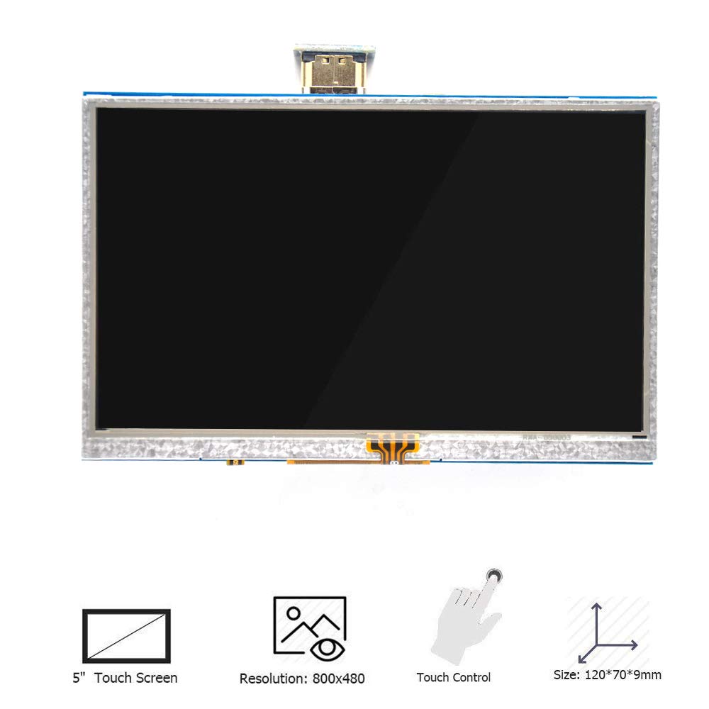 Padarsey 5 inch Touch Screen 800x480 TFT LCD Display HDMI Interface Supports Raspberry Pi 2B 3B 3B+ BB Black, Banana Pi Windows 10 8 7