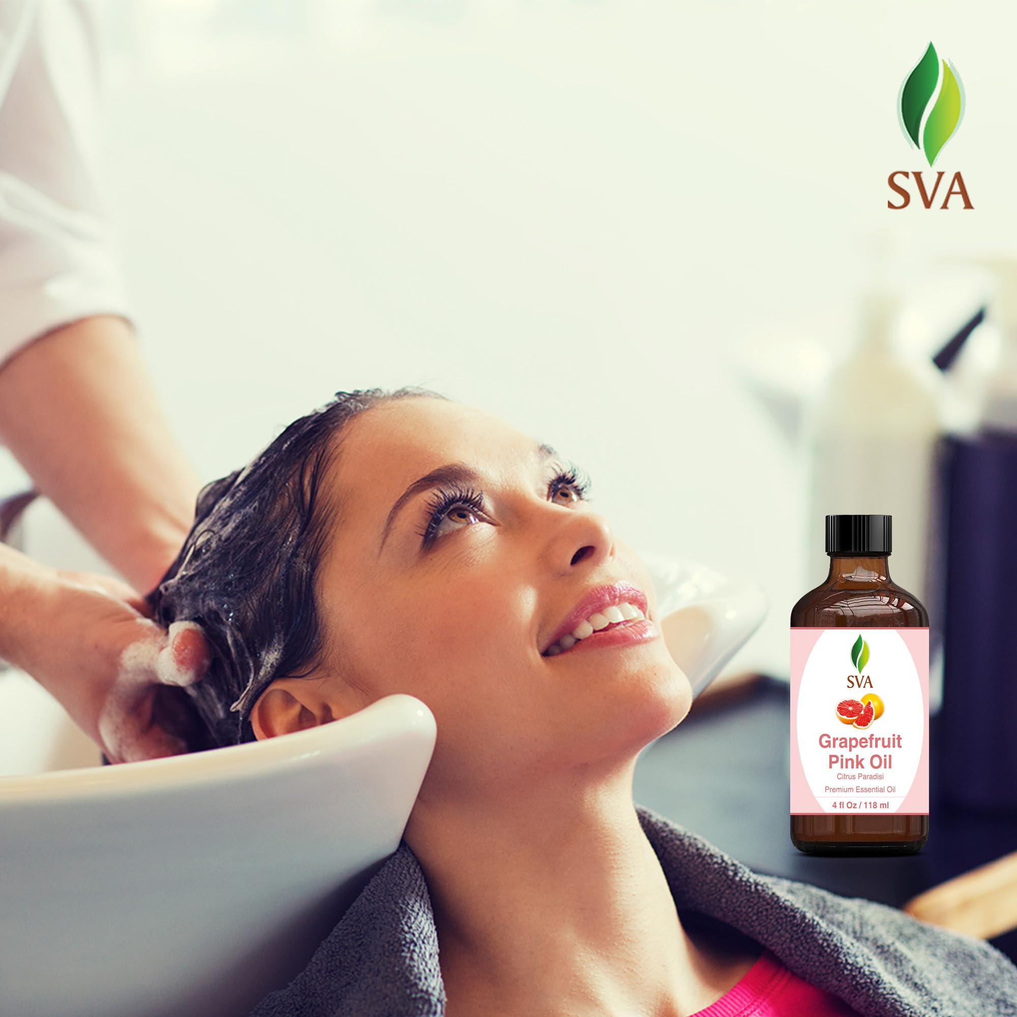 SVA Grapefruit Essential Oil Pink โ 4 Fl Oz โ 100% Natural Grapefruit Oil - for Diffuser, Hair Care, Face, Skin Care, Aromatherapy, Scalp and Body Massage, Soap and Candle Making - with Dropper