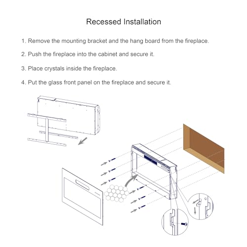 50 Inch Smart Linear Electric Fireplace - Recessed in-Wall and Wall-Mount Heating Device, Multiple Flame Colors, Space-Saving Heater with Remote Control(50'')