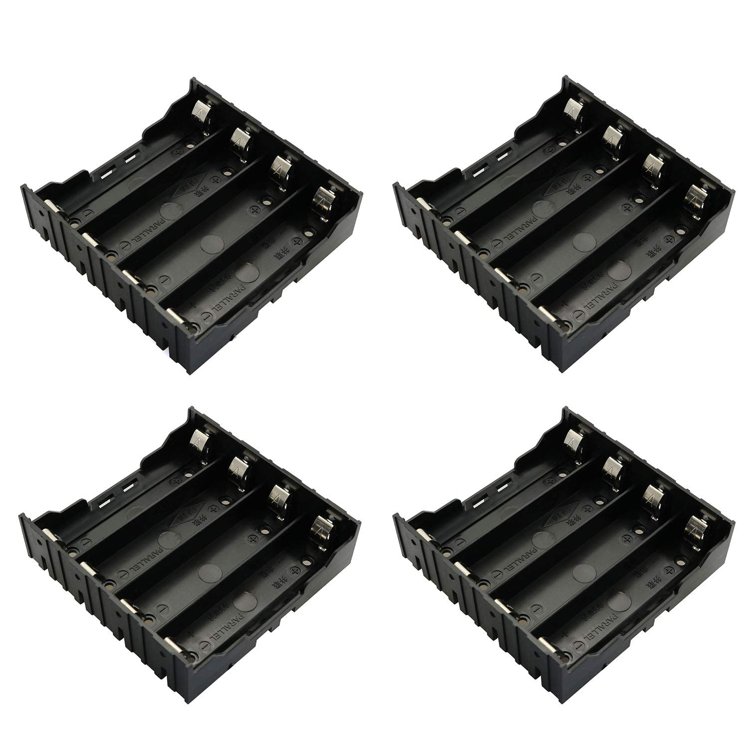 RuiLing 4-Pack 18650 Battery Holder 4 Slots x 3.7V Battery Storage Case DIY Batteries Clip Box with Pin