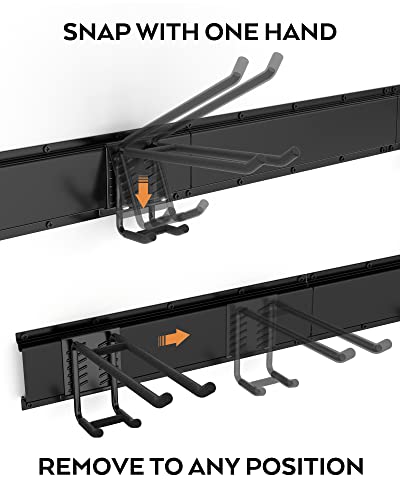 INCLY Garage Organization Storage Wall Mount, Garden Tool Organizer Systems, 48 Inch Heavy Duty Tool Storage Rack for Garage Wall with 6 Adjustable Hooks and 3 Rails