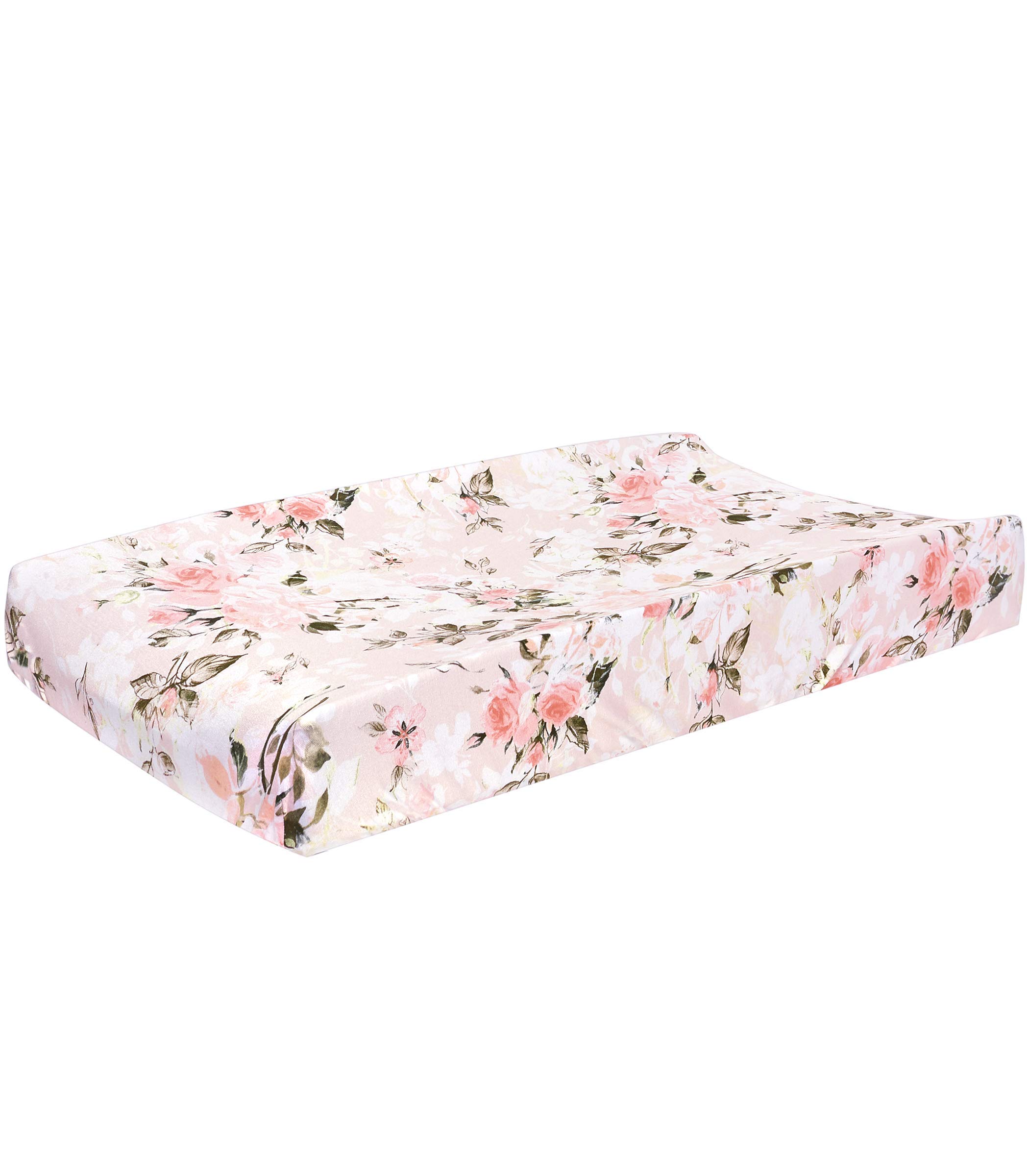 Posh Peanut Baby Changing Pad Cover Stretchy Viscose from Bamboo Viscose, for Standard 16" by 32" - Vintage Pink Rose
