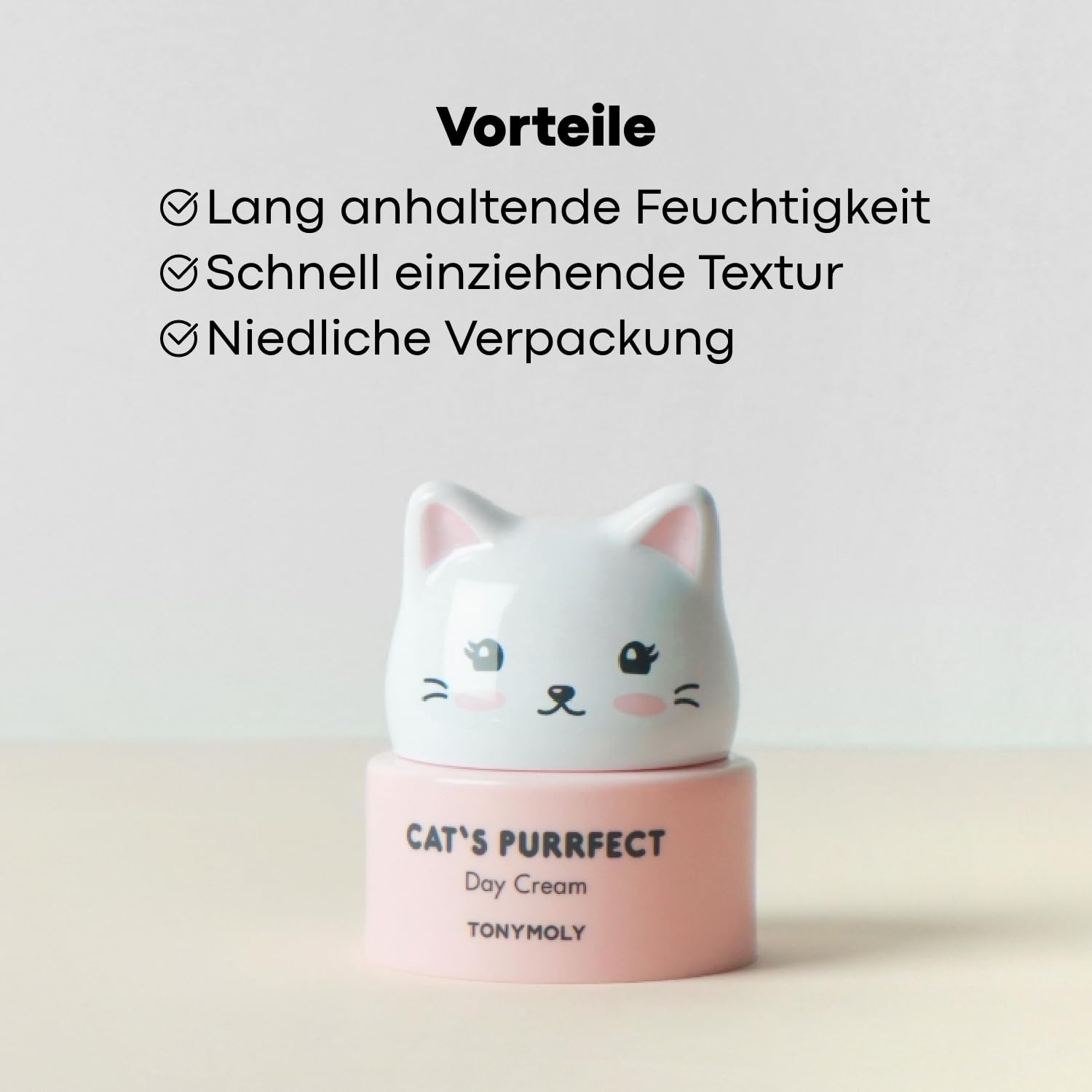 TONYMOLY Cat's Purrfect Day Cream, Valentines Gifts, Lightweight Face Cream, Softens and Hydrates with Milk Protein, 50 g
