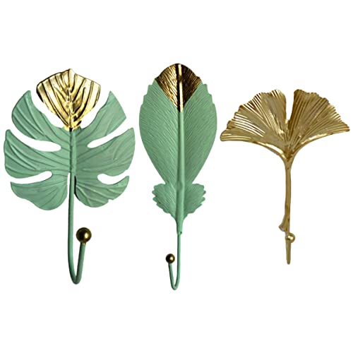 Amosfun 6pcs Plant Tropical Leaf Coat Mask Storage Decorative Reusable Stylish Corridor Leaf- Shaped Modern of Metal Window Things for Bathroom Shaped Utility Decor Iron Clothes