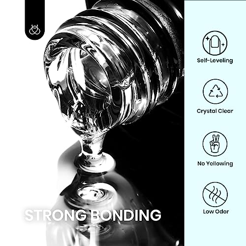 Beetles 5 in 1 Nail Glue Gel for Nail Tips and Clear Acrylic Nails Long Lasting, Curing Needed UV Extension Glue for Clear False Nail Tips and Clear Press on Nails, Nail Repair Treatment