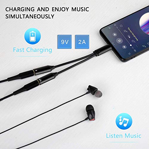 USB C Splitter, Dual USB C Headphone and Charger Adapter Support HiFi Music Call 60W Charge for Galaxy S23 S22 S21 Ultra S20Ultra Note 20 10 Ultra, Pixel 7 6 Pro 5 4XL 3 2 XL , iPad/MacBook Pro/Air