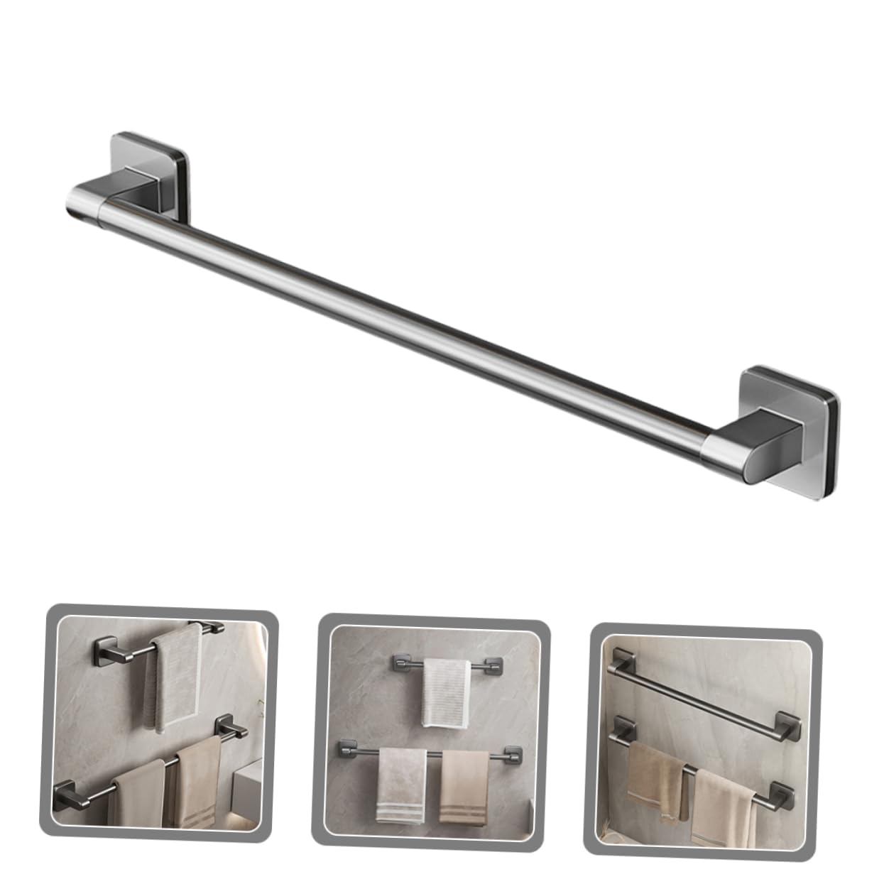 ABOOFAN Wall Nail- Single Pole Towel Hanger Gray 50cm Kitchen Cabinets Towel Rack Towel Bar Wall Mount Towel Organizer Bathroom Slipper Bathroom Racks Towel Holder Wall Heavy