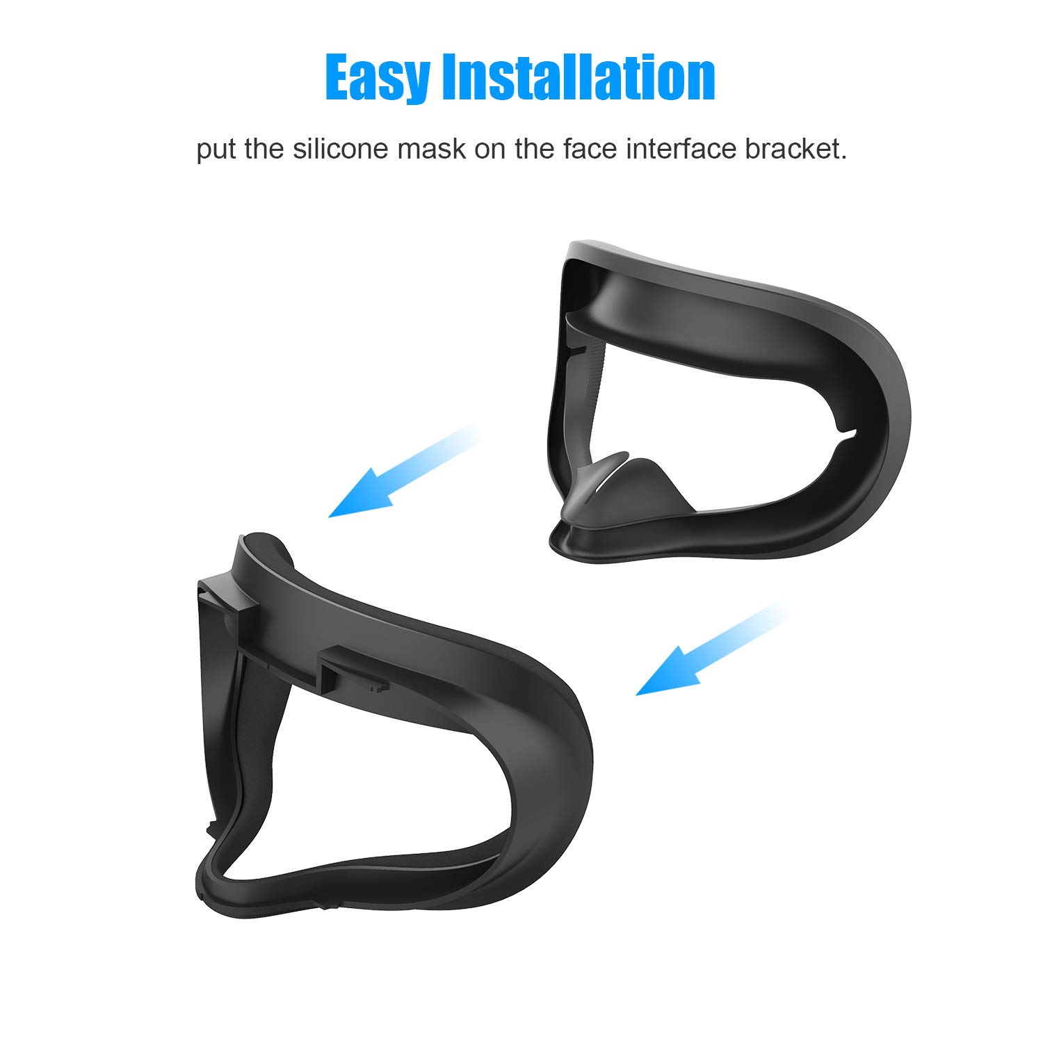 AMVR Face Cushion Pad Replacement for Oculus Quest 2, Silicone Face Cover for Quest 2 Headset, Sweatproof Washable Lightproof Anti-Leakage VR Face Plate Mask Accessories (Black, Only Cover)