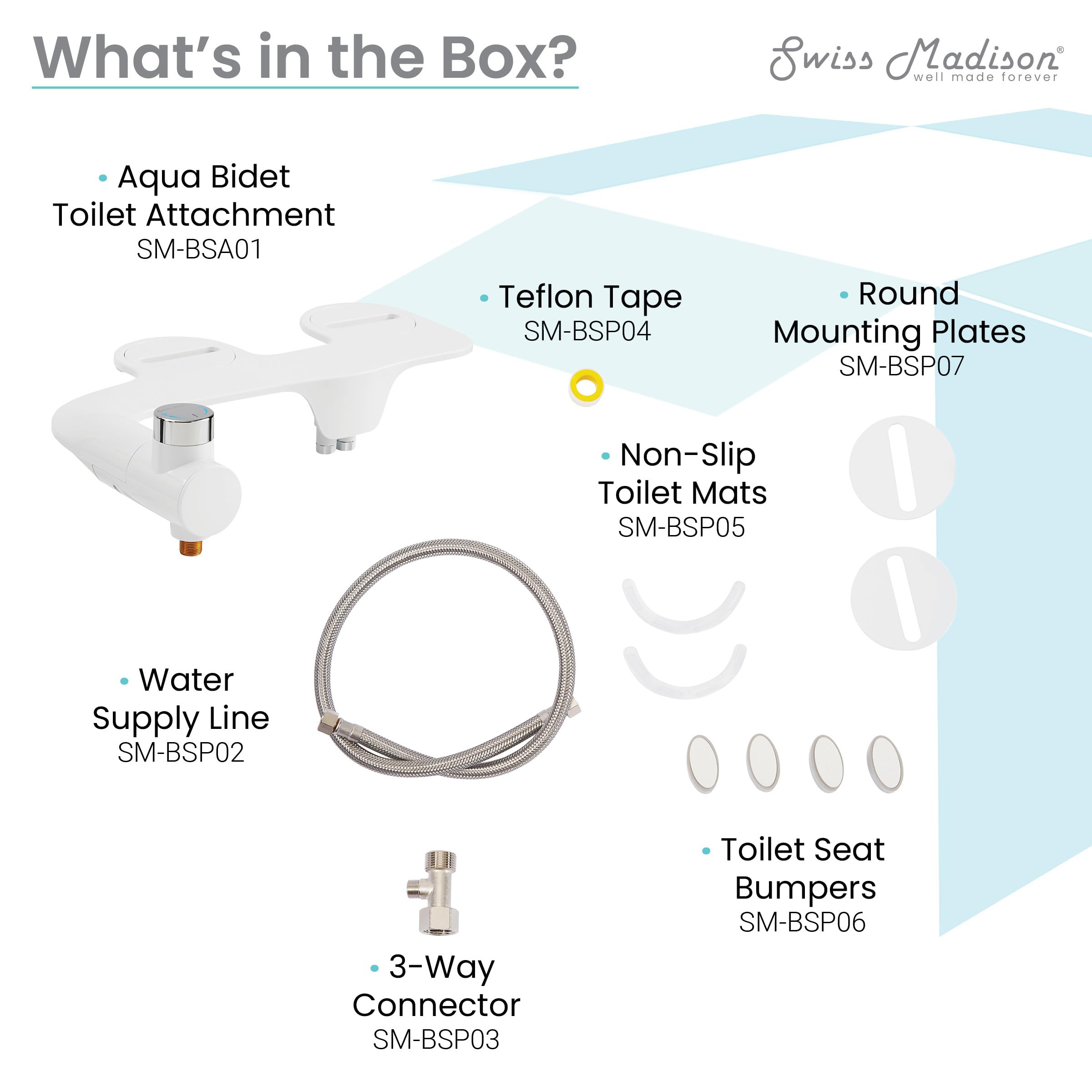 Swiss Madison Well Made Forever SM-BSA01 Aqua Non-Electric Toilet Bidet Seat Attachment, White