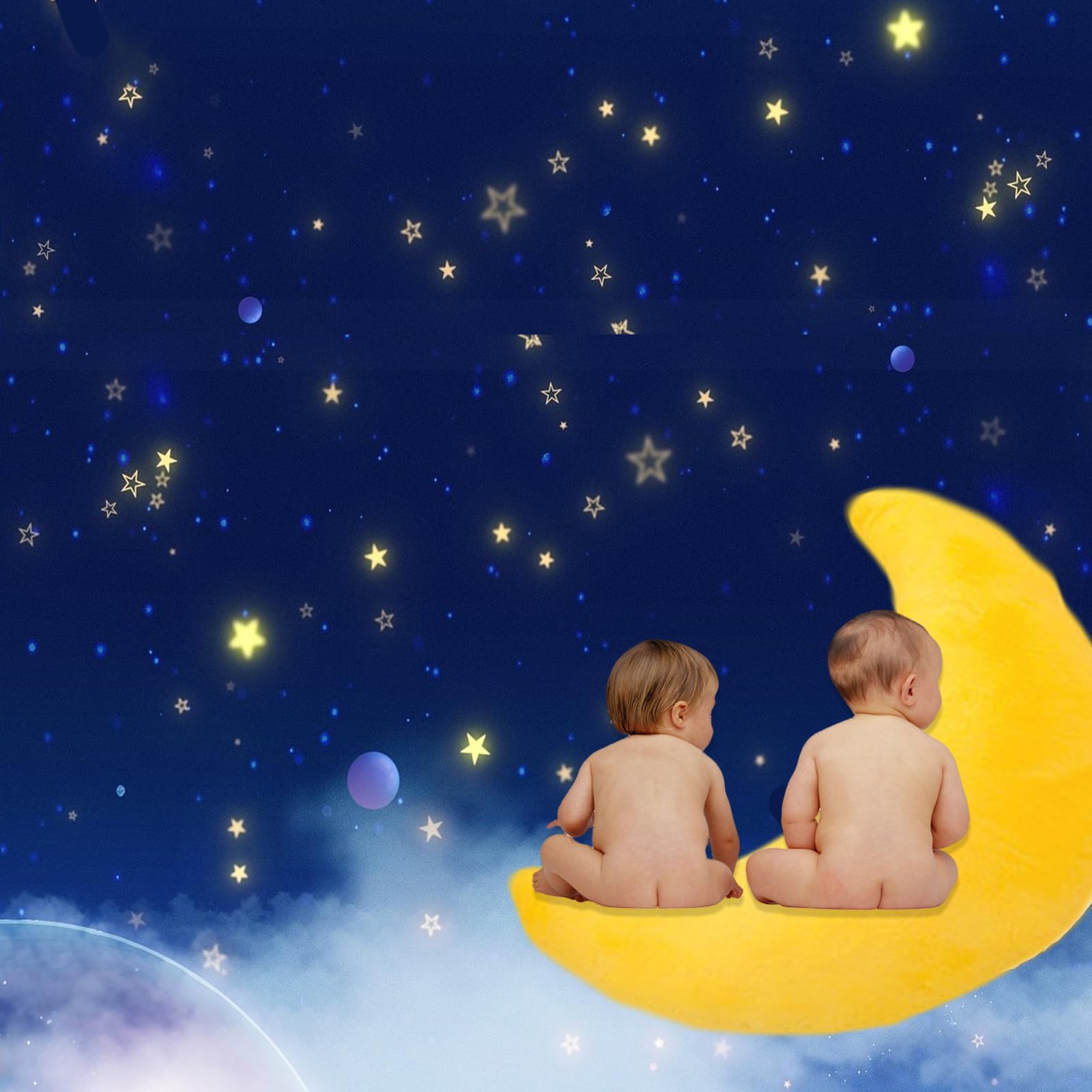 zxmbeddings Moon Pillow,Yellow Moon Shaped Plush Stuffed Animal Hug Toy for Kids,17.7in