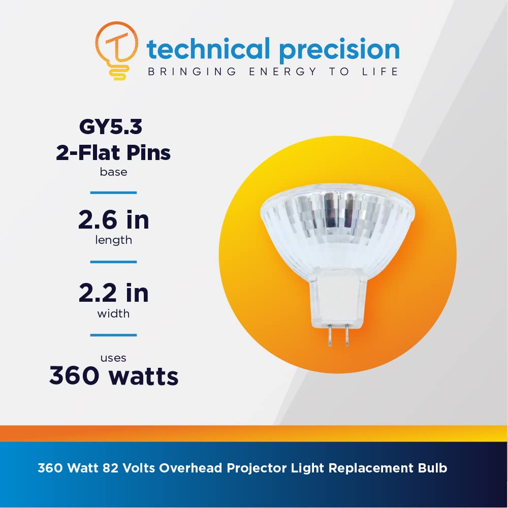Enx 360W 82v Projector Bulb with GY5.3 Base - Overhead Projector Lamp 02600 Dichroic Bulb - MR16 Reflector Projector Bulb - 2 Pack