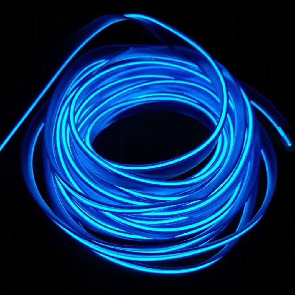 ABALDI El Wire Car LED Interior Lights, Neon Glowing Strobing Electroluminescent Wire Lights for Car Decorations(5m/16ft, Red)