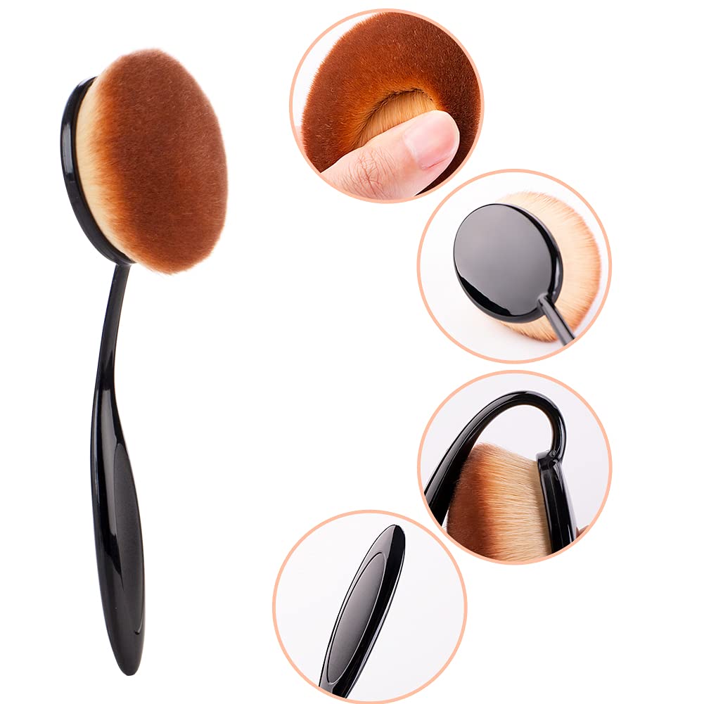 Yoseng Oval Foundation Brush Large Toothbrush makeup brushes Fast Flawless Application Liquid Cream Powder Foundation Sunscreen(All Black)