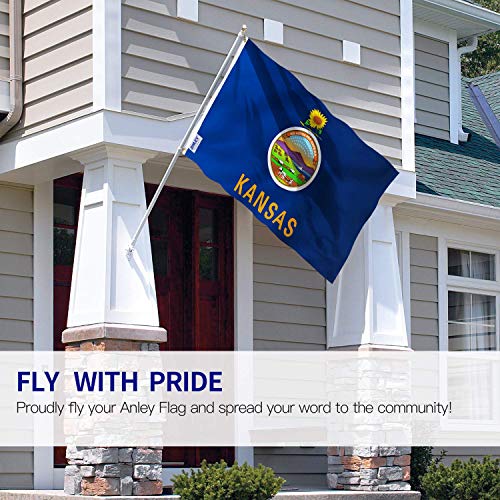 ANLEY Fly Breeze 3x5 Foot Kansas State Flag - Vivid Color and Fade Proof - Canvas Header and Double Stitched - Kansas KS Flags Polyester with Brass Grommets 3 X 5 Ft