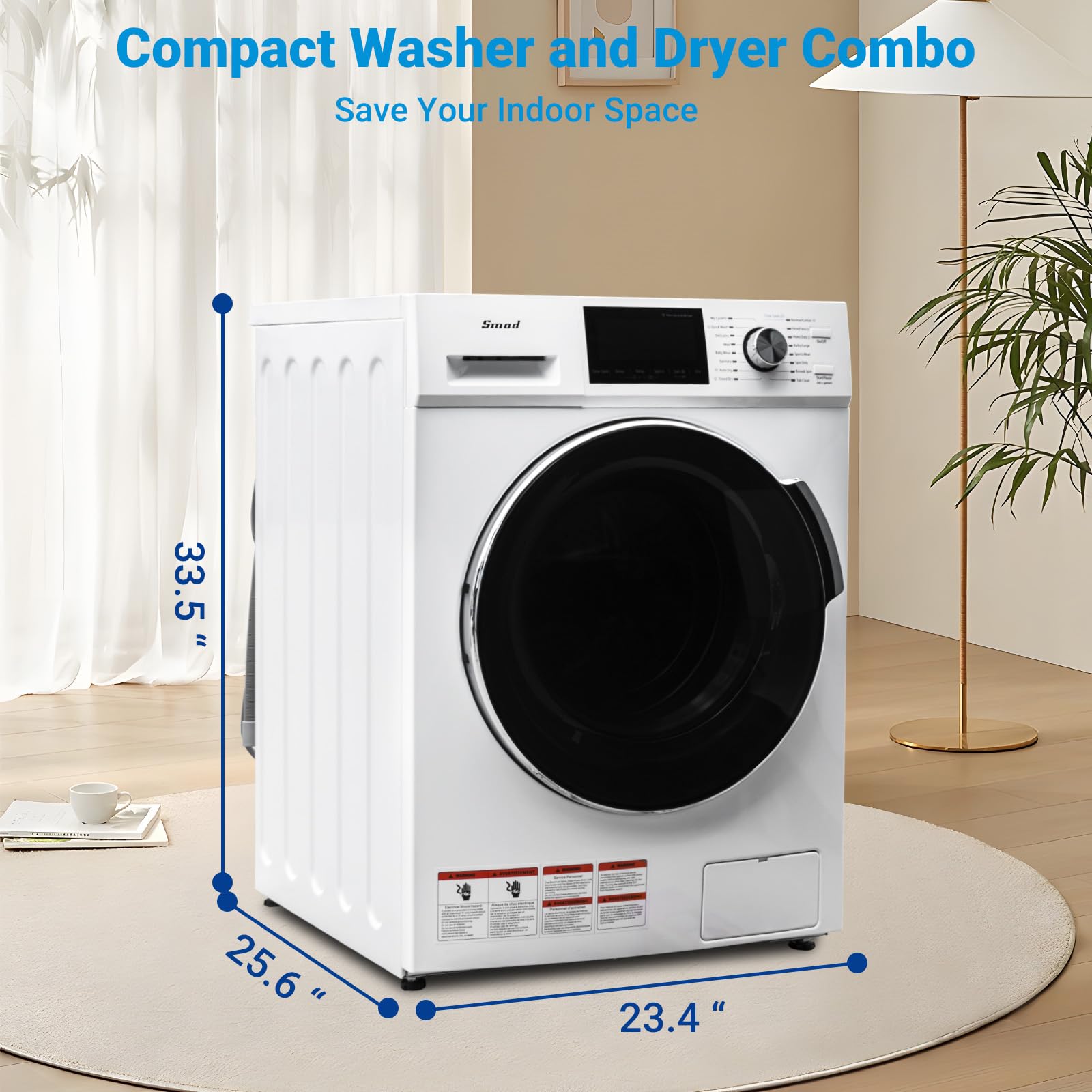 Smad 2.7 Cu. Ft Washer and Dryer Combo, 24" Ventless Washer Dryer Combo with Child Lock, Low Noise and Easy Store for RV and Apartment, White