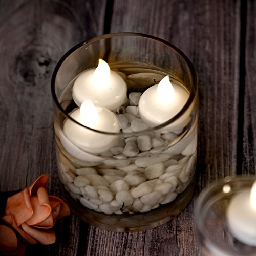 AGPTEK 12 PCS Waterproof Tea Lights, Battery Operated Flameless Floating Candles for Wedding Party Decoration - Warm White