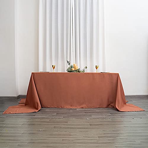 Balsa Circle 90x156-Inch Terracotta Rectangle Polyester Tablecloth Table Cover Linens for Wedding Party Events Kitchen Dining