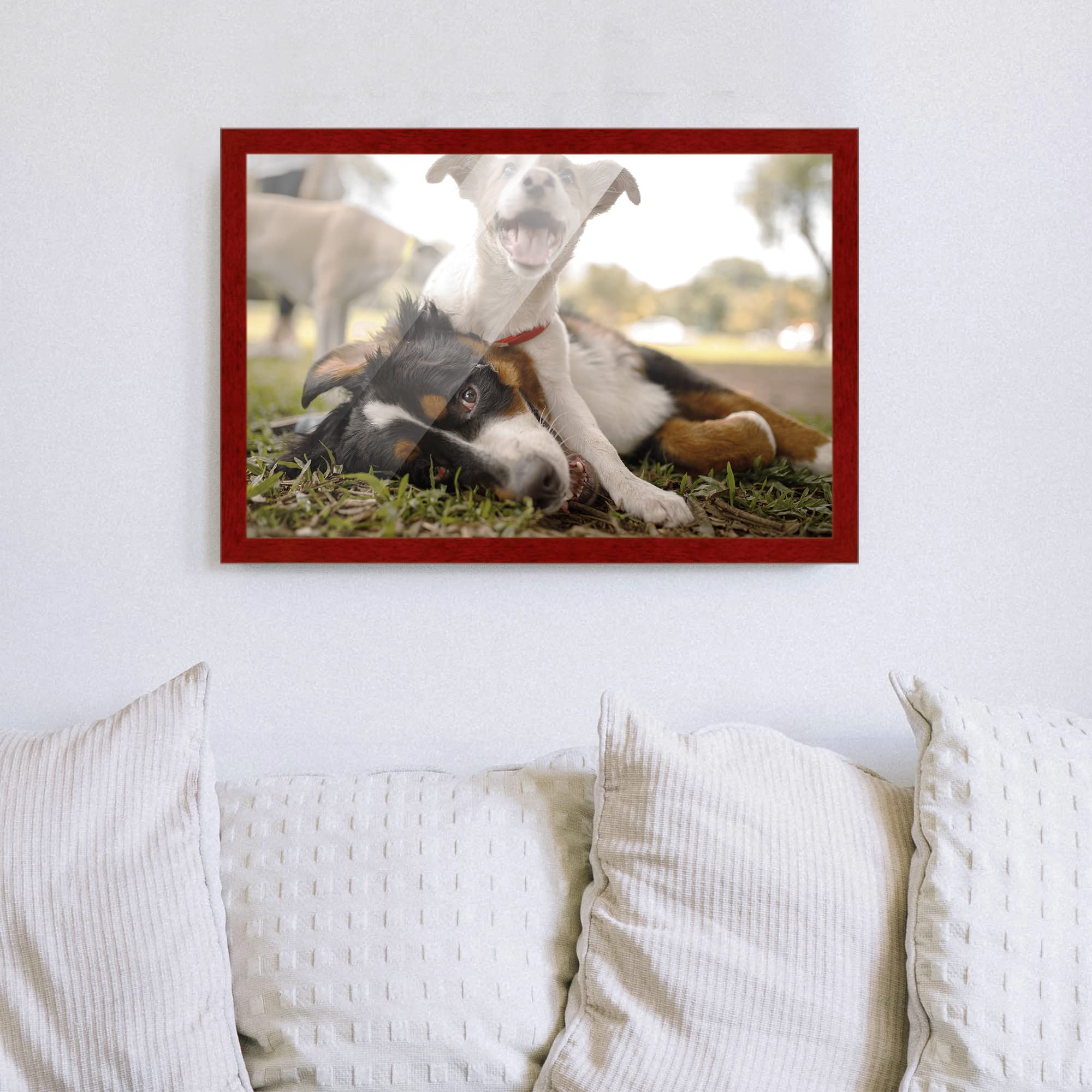 39x10 Frame Brown Red Cherry Wood Picture Frame Width 0.75 Inches | Interior Frame Depth 0.5 Inches | Cerise Collection | UV Acrylic, Foam Board Backing & Hanging Hardware Included