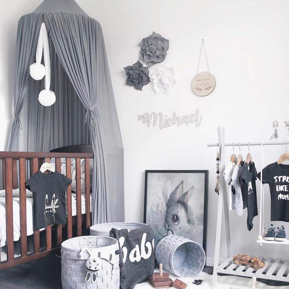 Nets for Cribs Babies Flower Ball Bed Decorative Baby Bed Net Hanging Flower Ball Crib Accessories Wall Pendant Decoration for Kids Room (White)