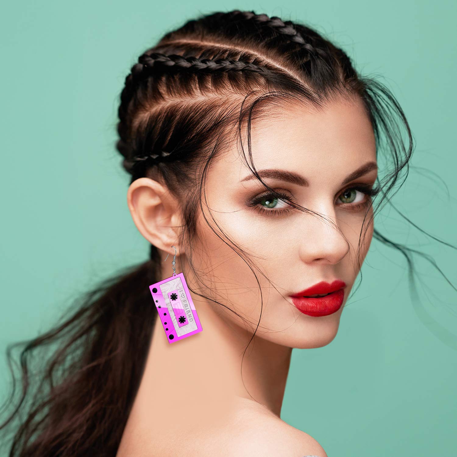 3 Pairs 80s Cassette Tape Earrings Retro Tape Dangle Earrings Funny Drop Earrings for Women Accessories