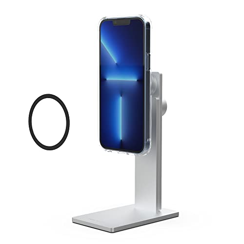 AluDisc Pro 360°-Directional Magnetic Aluminum Desk Phone Stand Tilt Swivel Rotate Angle Adjust Height 12" for All iPhone 15/14/13/12 Samsung Galaxy Note All Smartphones and Nintendo Switch (ST-520SI)