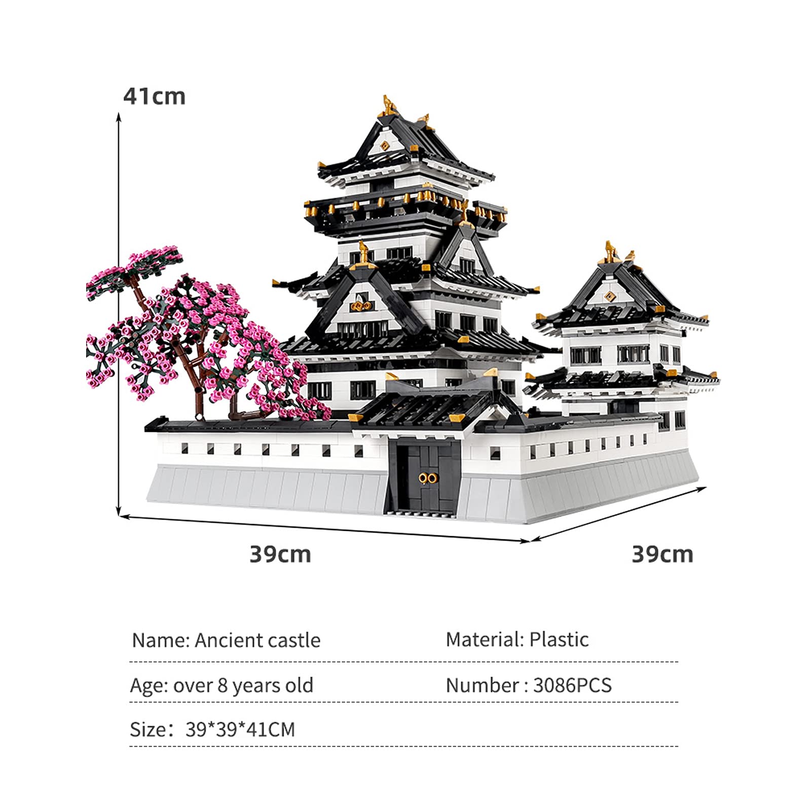 bnwent Japan Himeji Castle Collection Famous Architecture Model Building Block Set (3086pcs) Micro Mini Bricks Toys Gifts for Kids and Adults