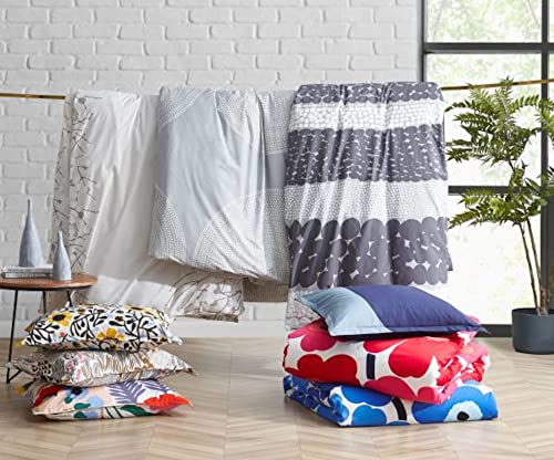 Marimekko - Queen Comforter Set, Smooth Cotton Percale Bedding with Matching Shams, Medium Weight Home Decor (Fokus Grey, Queen)