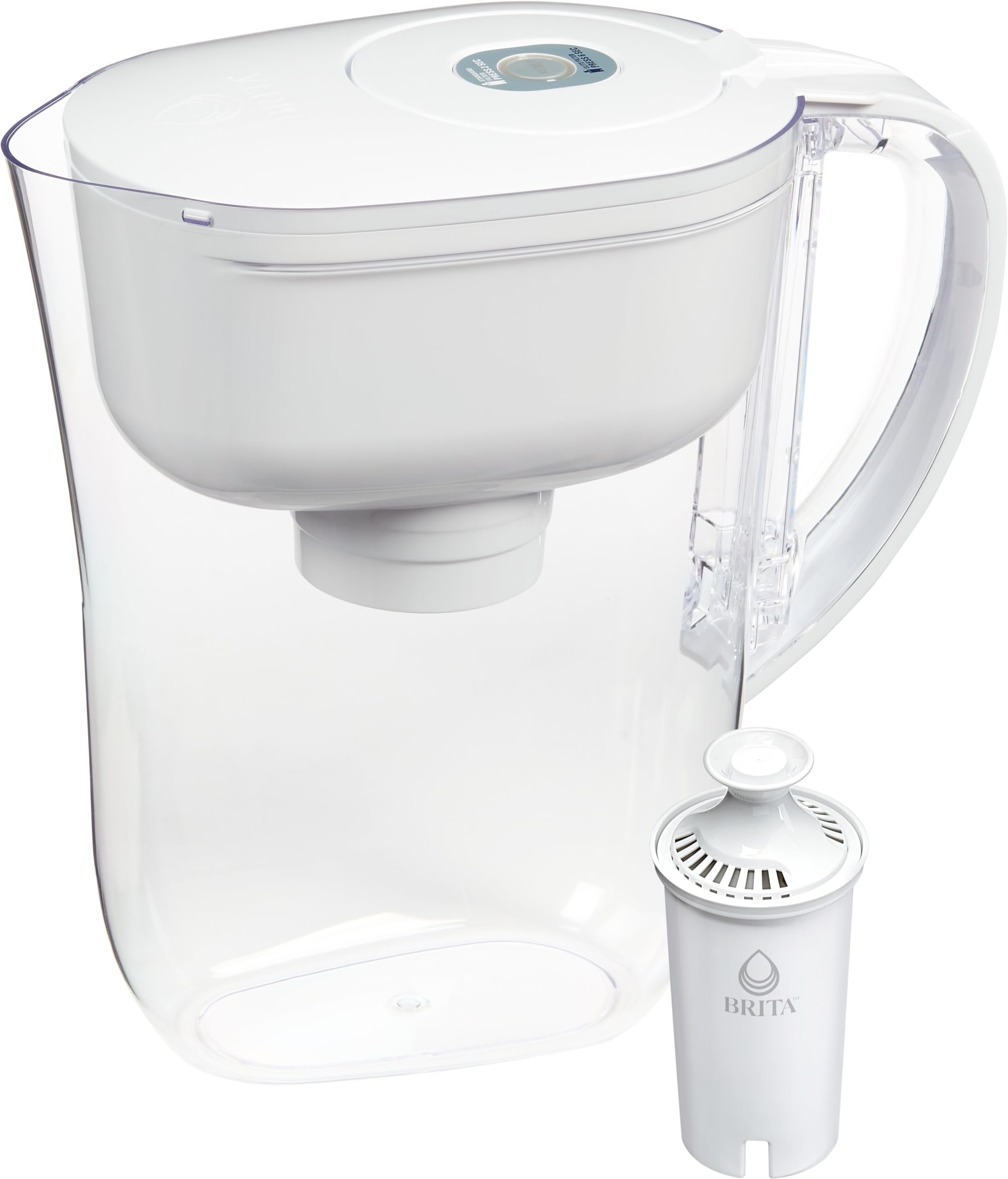 Silonn Ice Maker Countertop & Brita Water Filter Pitcher for Tap and Drinking Water with 1 Standard Filter, Lasts 2 Months, 6-Cup Capacity, BPA Free, White