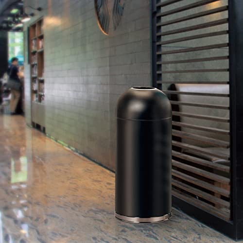 EKO Black Steel 56L Round Open Top Eternal Commercial Trash Bin