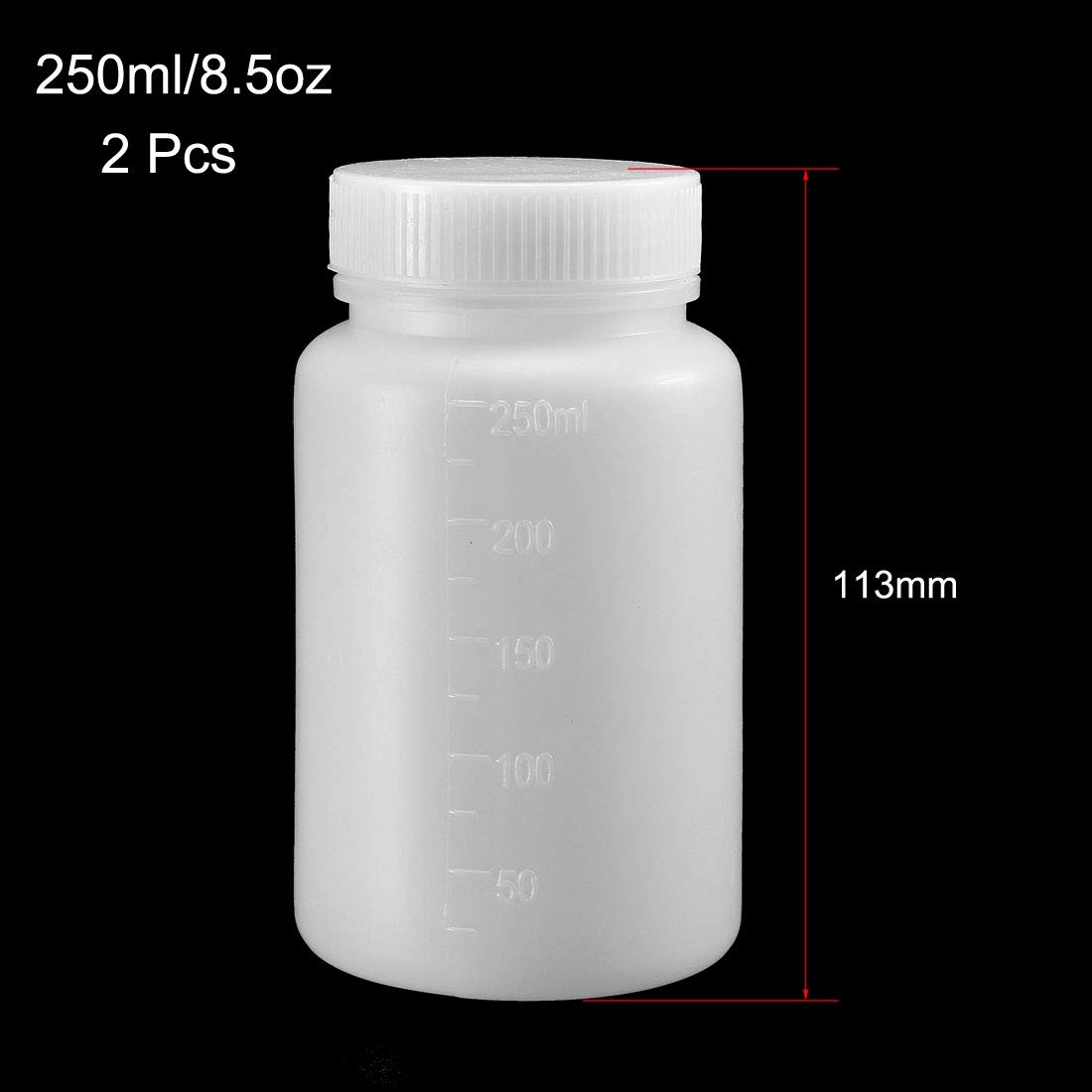 uxcell Plastic Lab Chemical Reagent Bottle 250ml/8.5oz Wide Mouth Sample Sealing Liquid Storage Container 2pcs