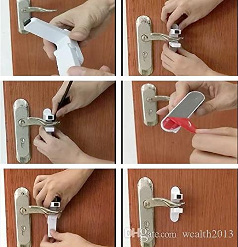 ZogeeZ Childproof Door Lever Lock (2 Pack) Prevents Toddlers from Opening Doors. Easy One Hand Operation Extra Strong Adhesive - Simple Install, No Tools Needed