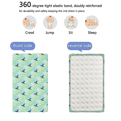 Exotic Themed Fitted Crib Sheet,Standard Crib Mattress Fitted Sheet Soft and Breathable Bed Sheets - Crib Mattress Sheet or Toddler Bed Sheet,28“ x52“,Lavender and Green