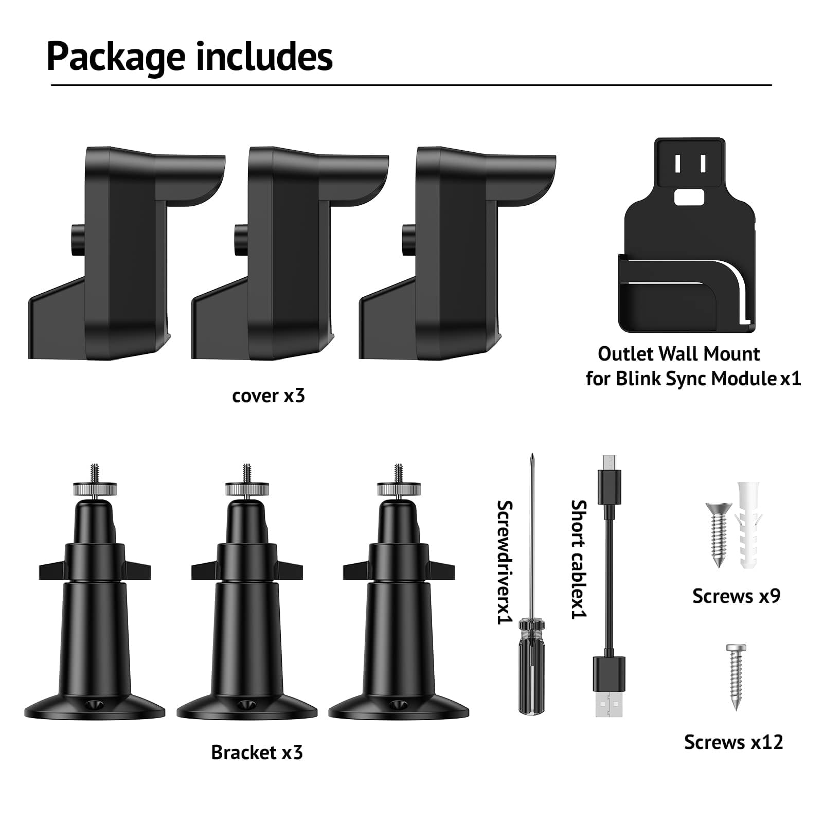 Ayotu Metal Wall Mount for Blink Outdoor 3rd Gen/XT2/XT, Weatherproof Protective Housing and 360 Degree Adjustable Metal Mount with Sync Module 2 Outlet Mount (Camera Not Included, Black)