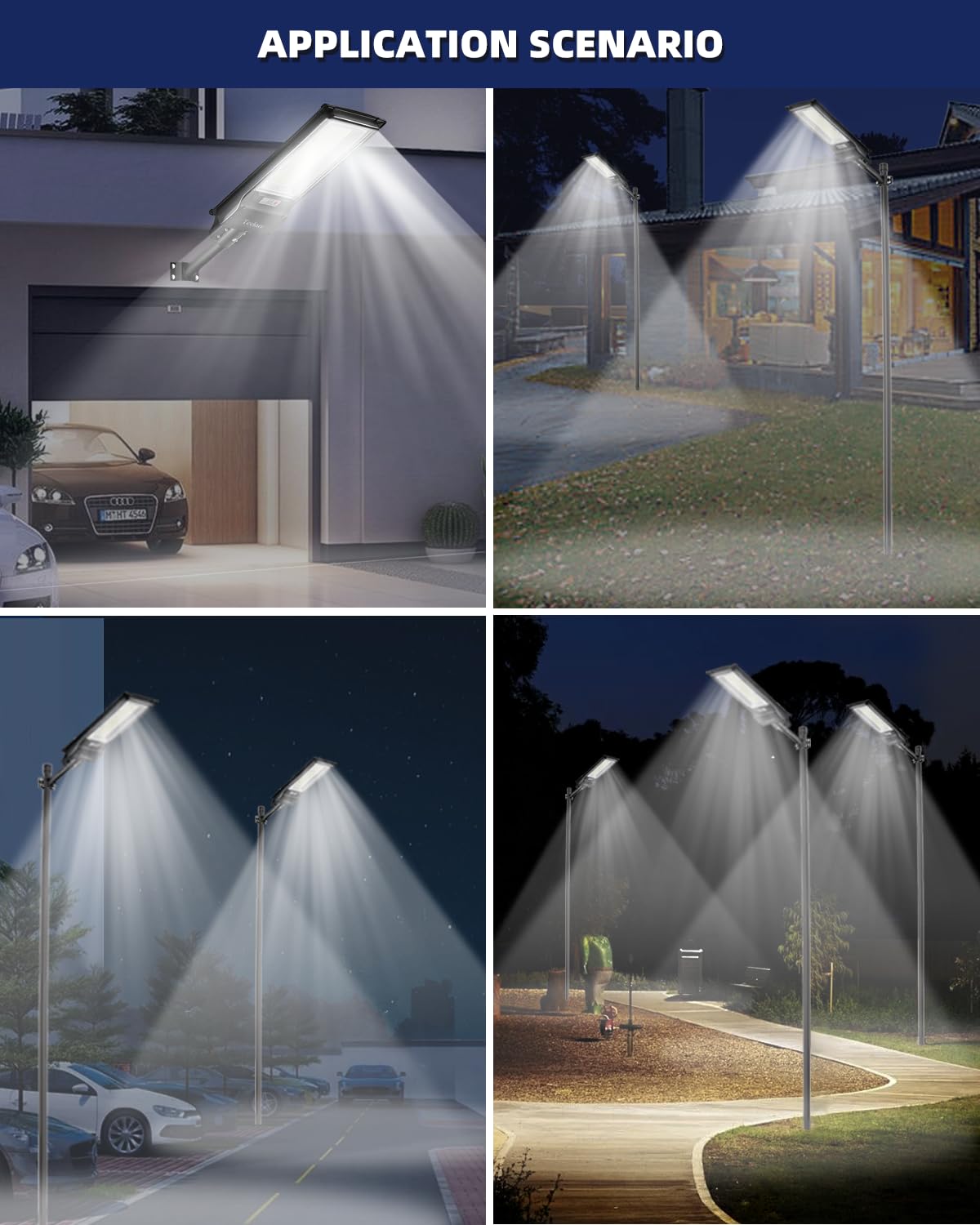 Teekuv 1500W Solar Street Lights Outdoor Waterproof, Dusk to Dawn Motion Sensor Remote Solar Flood Lights, IP67 Commercial Solar Pole Security Light Solar Powered for Street Garage Barns Squre, 2 Pack