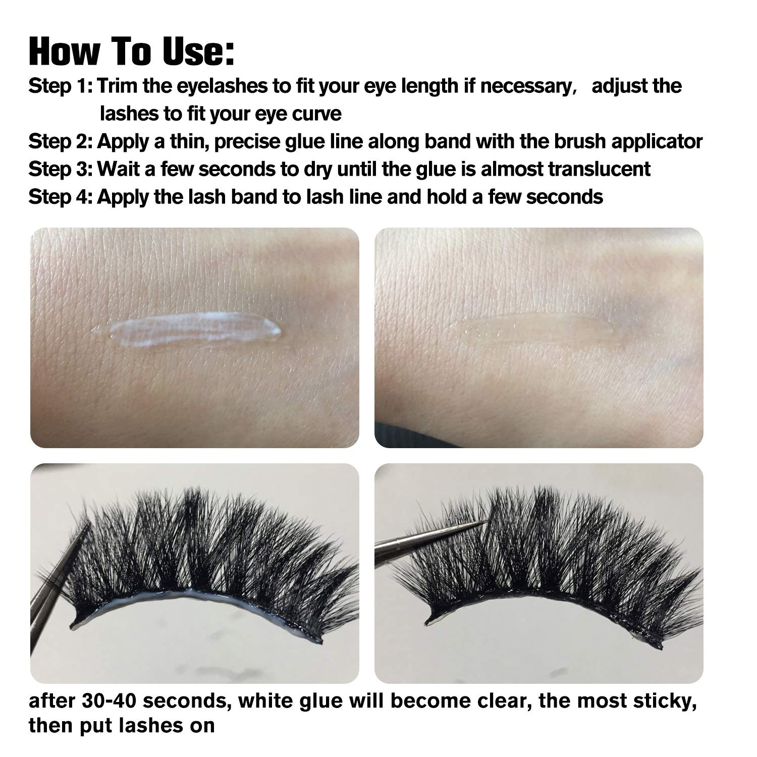 3D Fake Eyelashes With Glue Thick Full False Eyelashes With Glue 5 Pairs Reusable Cruelty-Free False Lashes Ruairie