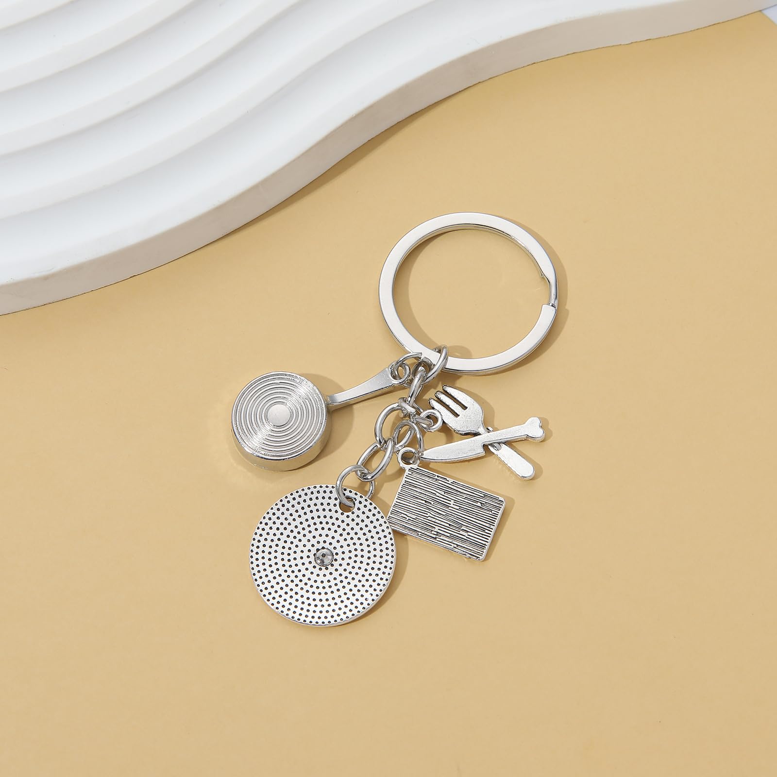 PHAETON 20PCS Kitchen Home Cooking Key Ring Fried Egg Pan Cook Book Tableware Key Chain Small Charm Chef Keychain Baking Accessories Keychain