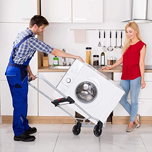Aluminum Folding Hand Truck and Dolly, 220lbs Capacity, Cart Ideal for Moving Heavy Loads, Portable and Durable.
