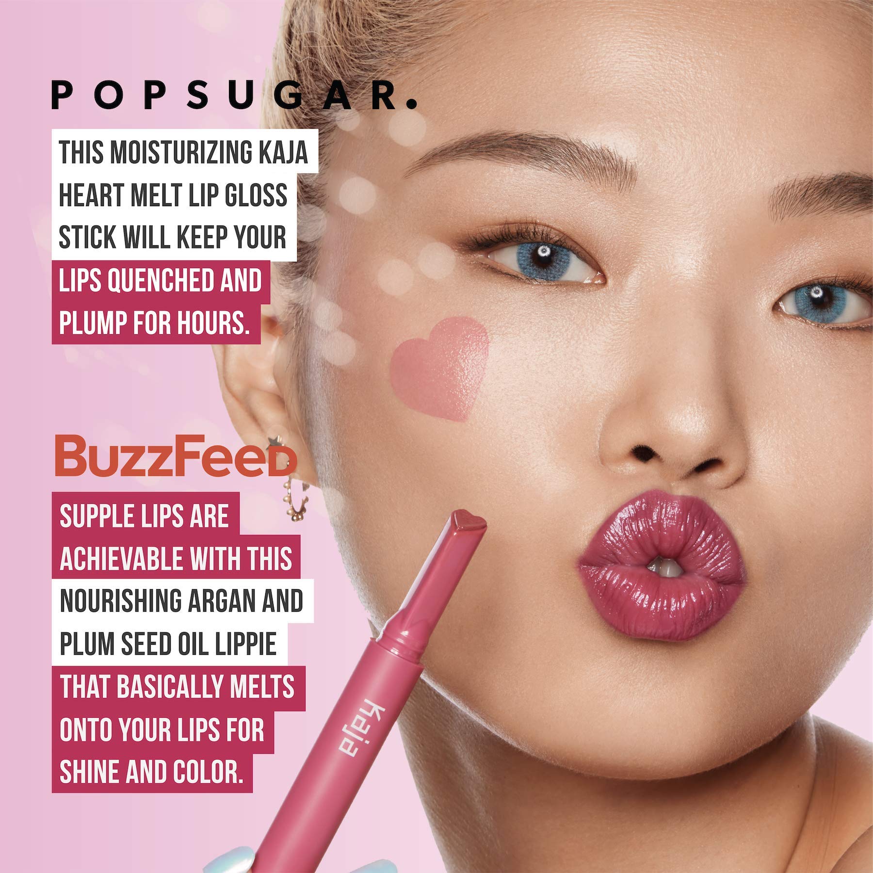 Kaja Lip Gloss - Heart Melter | High-shine, Glossy Finish, Soft Rosy Mauve, Moisturize, 03 Crazy 4U, 0.04 Oz