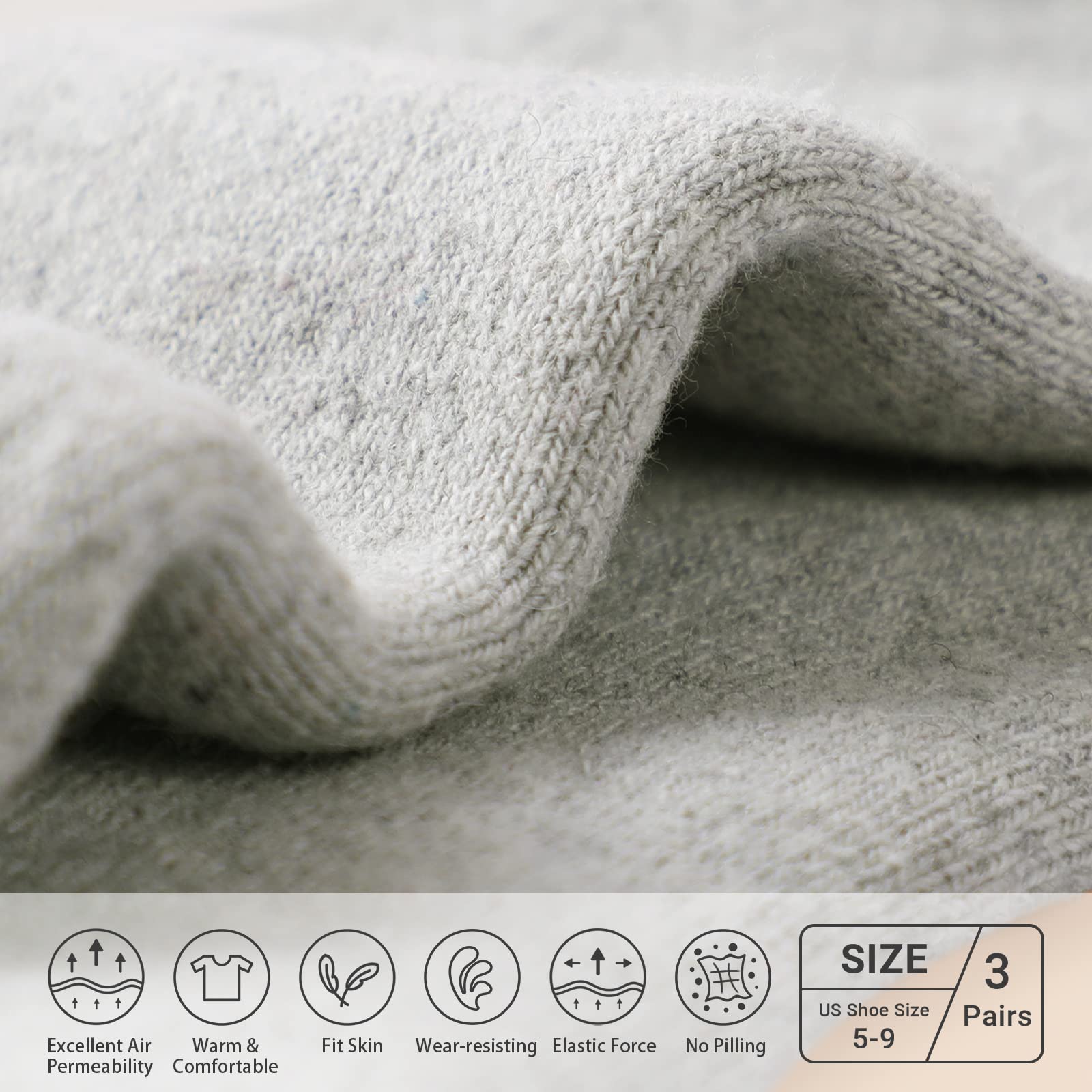 3 Pairs Wool Socks - Wool Socks for Women Men Thick Warm Socks Boot Socks Hiking Calf Socks Soft Winter Socks Long Cozy Socks