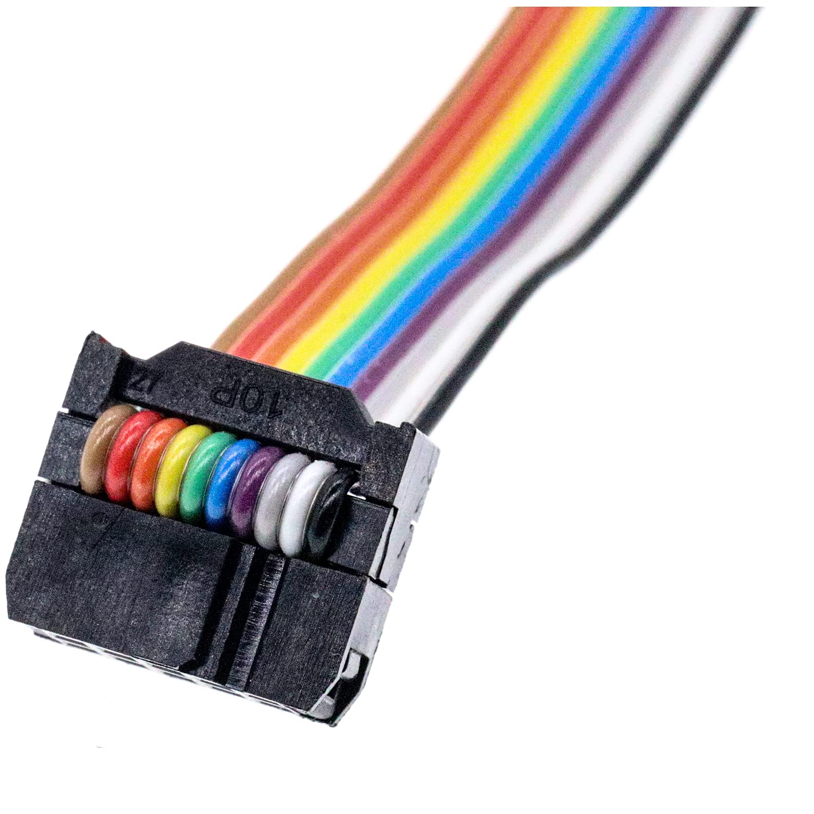 whiteeeen 10pcs 10 Pin for Flat Colorful Ribbon Cable 0.1" Pitch Female to Female Sockets About 7.87" IDC Connector