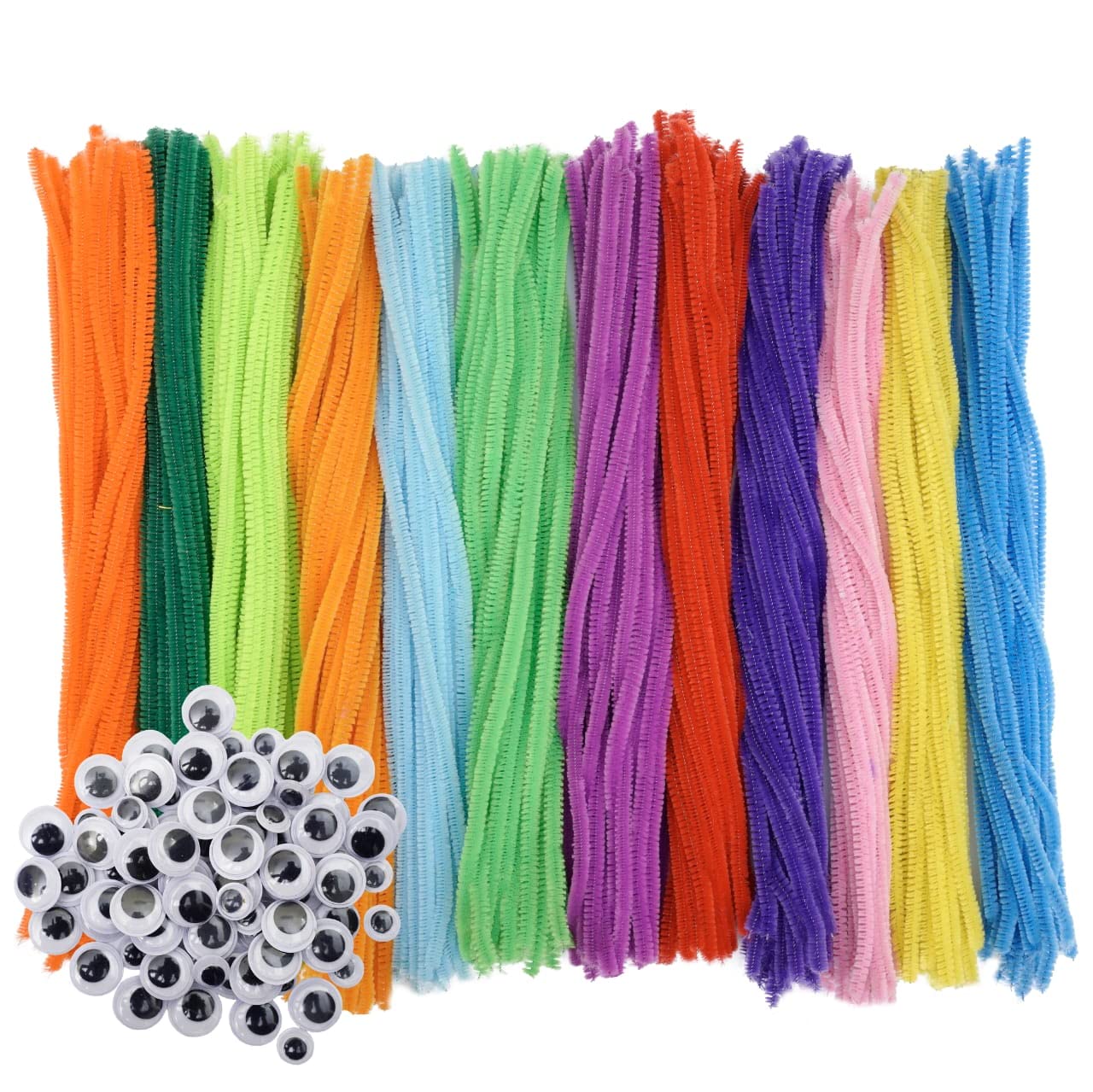 360pcs Multi Colour Pipe Cleaners+100pcs Googly Eyes - Pipe Cleaner for Craft Supplies & DIY Art Creative Craft Projects & Decorations