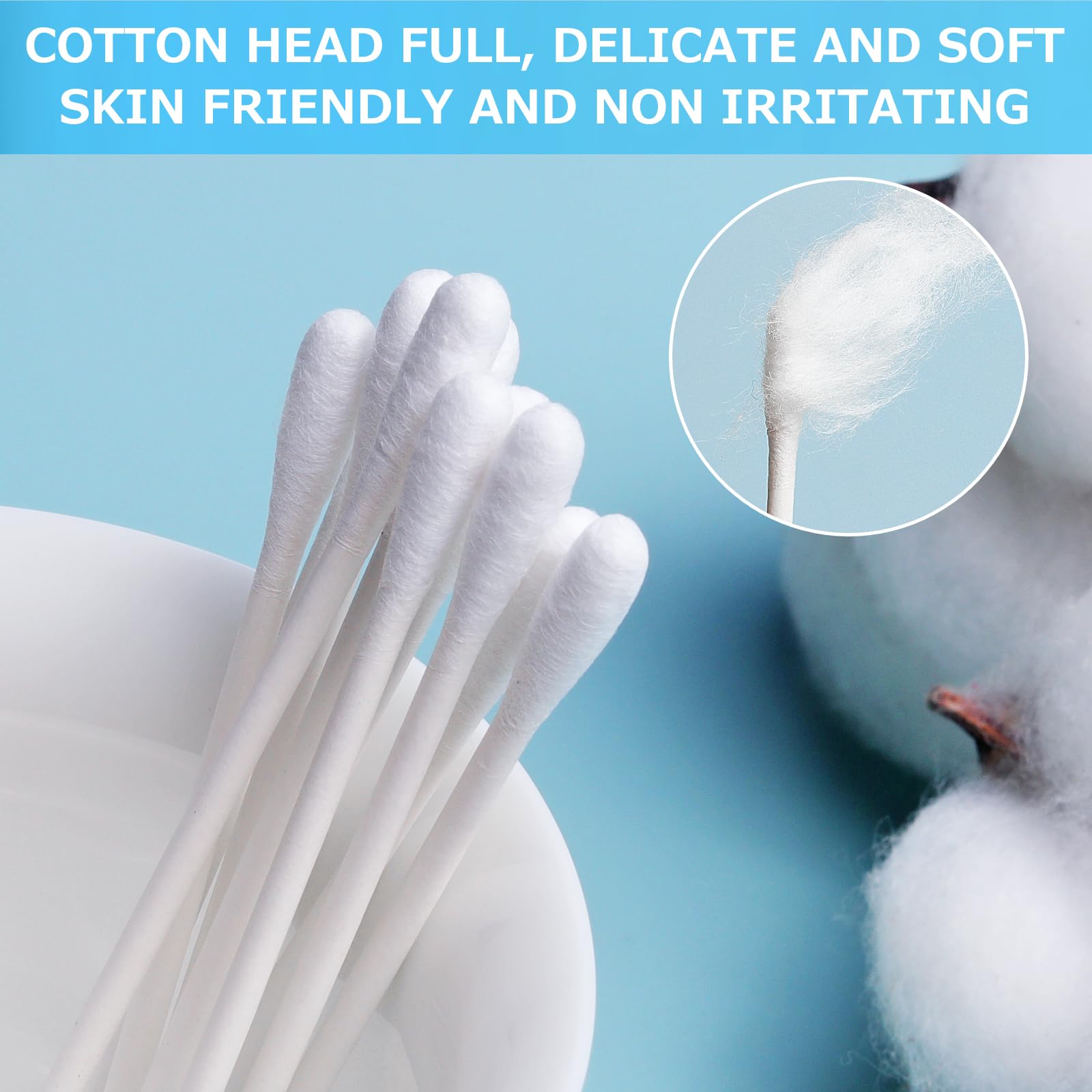 Lsed, Cleaning swabs for Commercial uses, 100 Count Natural Cotton Buds, Individually Wrapped Double Tipped Cotton Tips for Ear, Beauty Care, Cleaning (Round & Pointed Shape Cotton Heads)