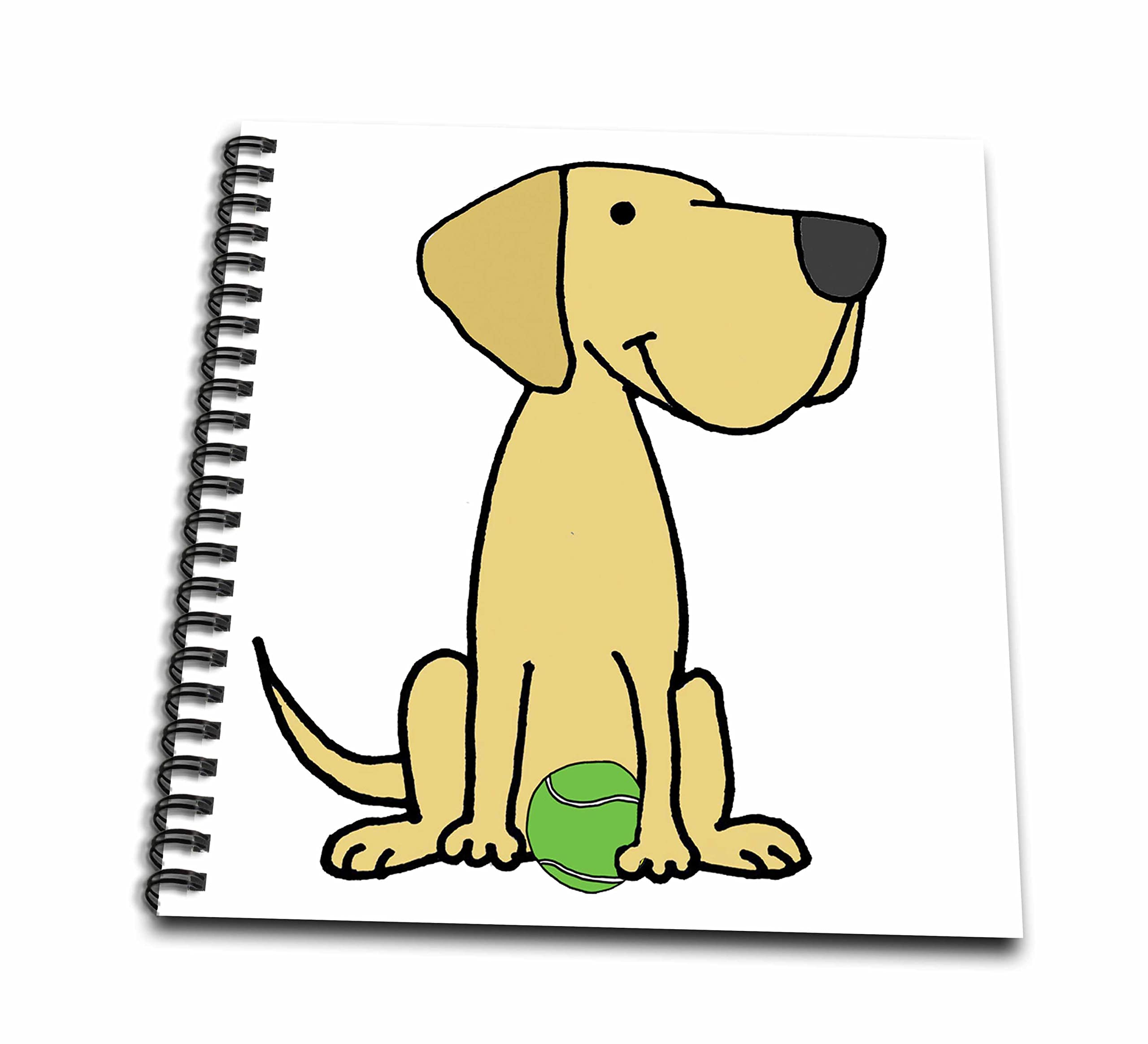 3dRose Funny Cute Yellow Labrador Retriever Dog with Tennis Ball... - Drawing Books (db_353073_2)