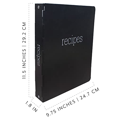 AuldHome Farmhouse Cookbook Recipe Binder (Black); Rustic Enamelware Style Metal 3-Ring Binder for Family Recipes, Custom Cookbooks and More