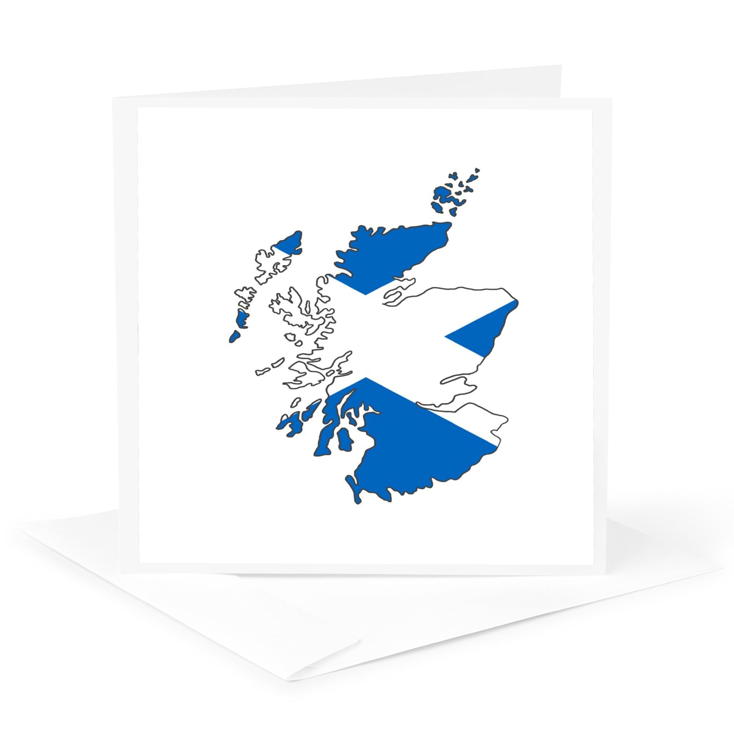 3dRose Greeting Card - Scotland Rugby Fan Saltire Flag Map - Taiche - Vector Art - Scotland Flag Map